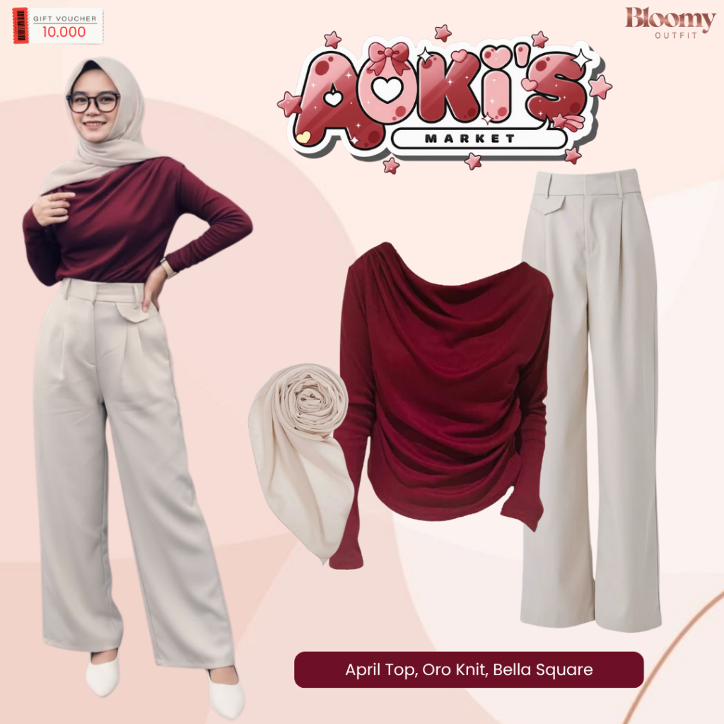 Jual One Set 3in1 Wanita Kekinian | April Top + Oro Pants Knit + Bella ...