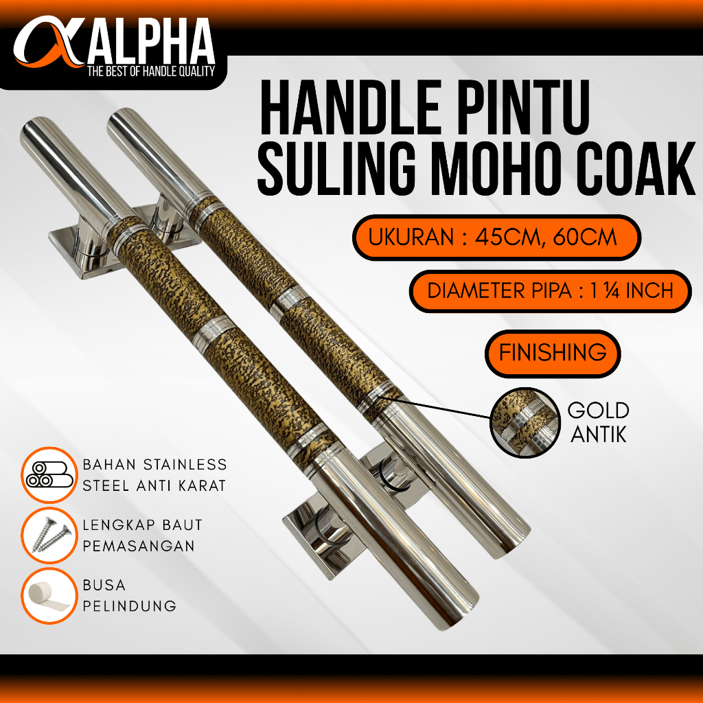 Jual handle pintu terbaru suling 11/4 32mm minimalis set kunci 45cm ...