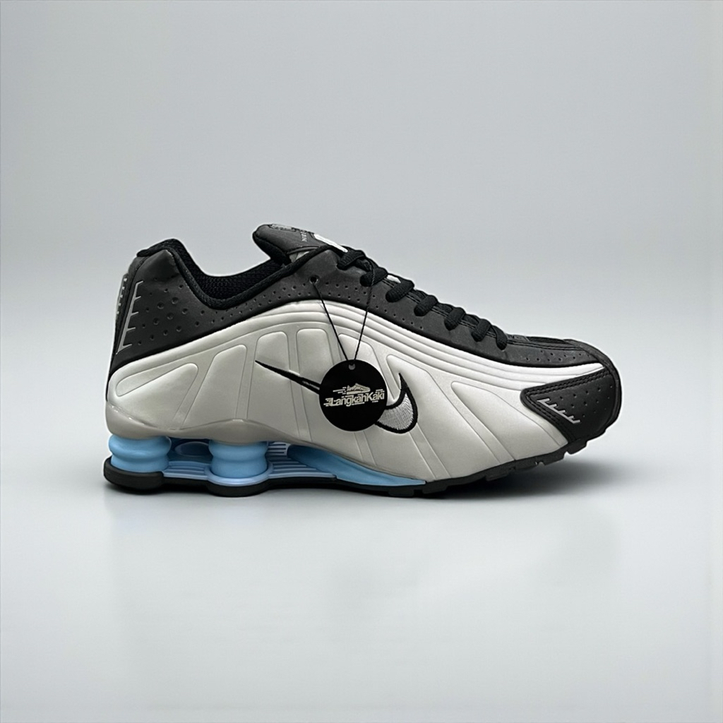 Jual Sneakers pria N*ke SHOX R4 Black Silver Light Blue | Shopee Indonesia