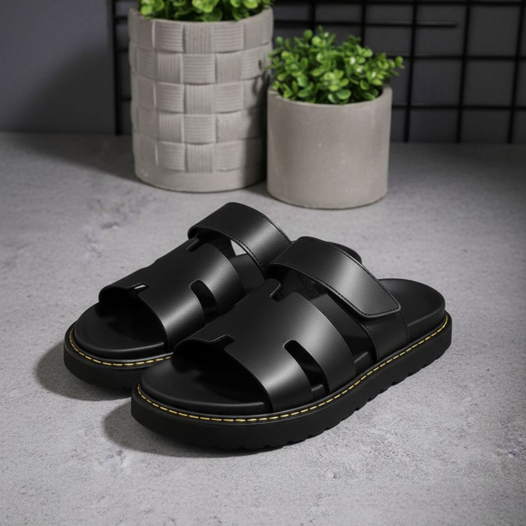 Jual Navara Footwear - Sandal Pria Navara Full Black Gaya Casual Formal ...