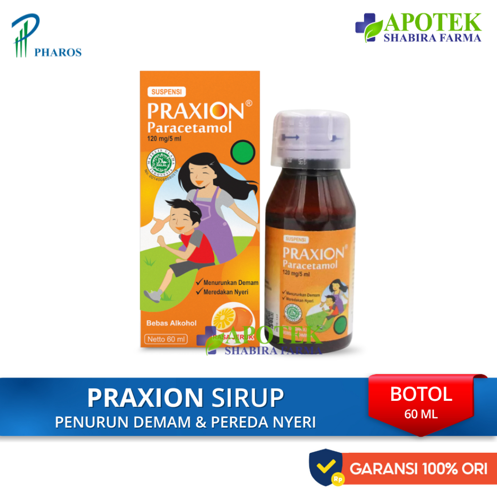 Jual Praxion Sirup 60 ml Paracetamol Anak Meredakan Demam Nyeri Sakit ...