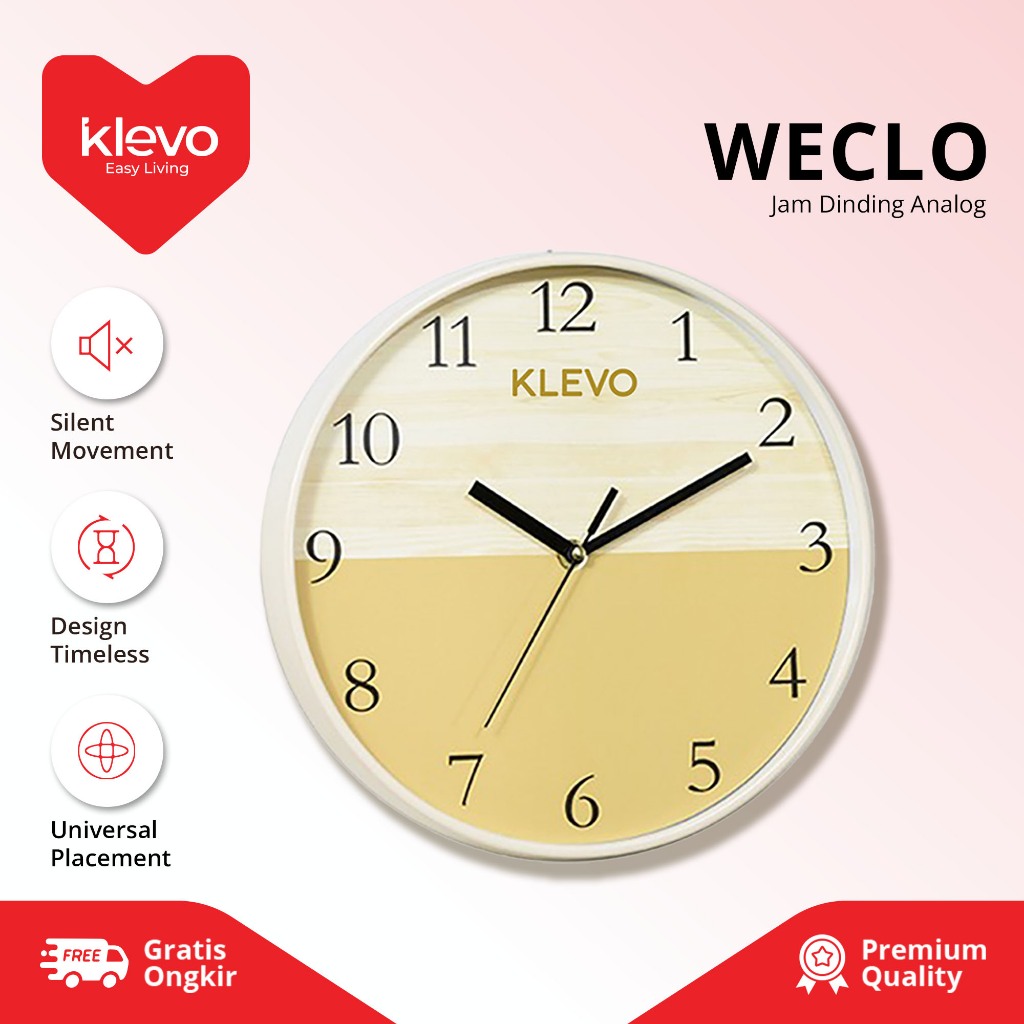 Jual KLEVO Weclo Jam Dinding Analog 27cm Silent Sweep Aesthtetic ...