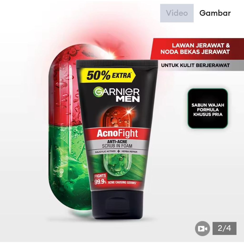 Jual Garnier Men Acno Fight Anti-Acne In Foam Skin Care - 100 ml free ...
