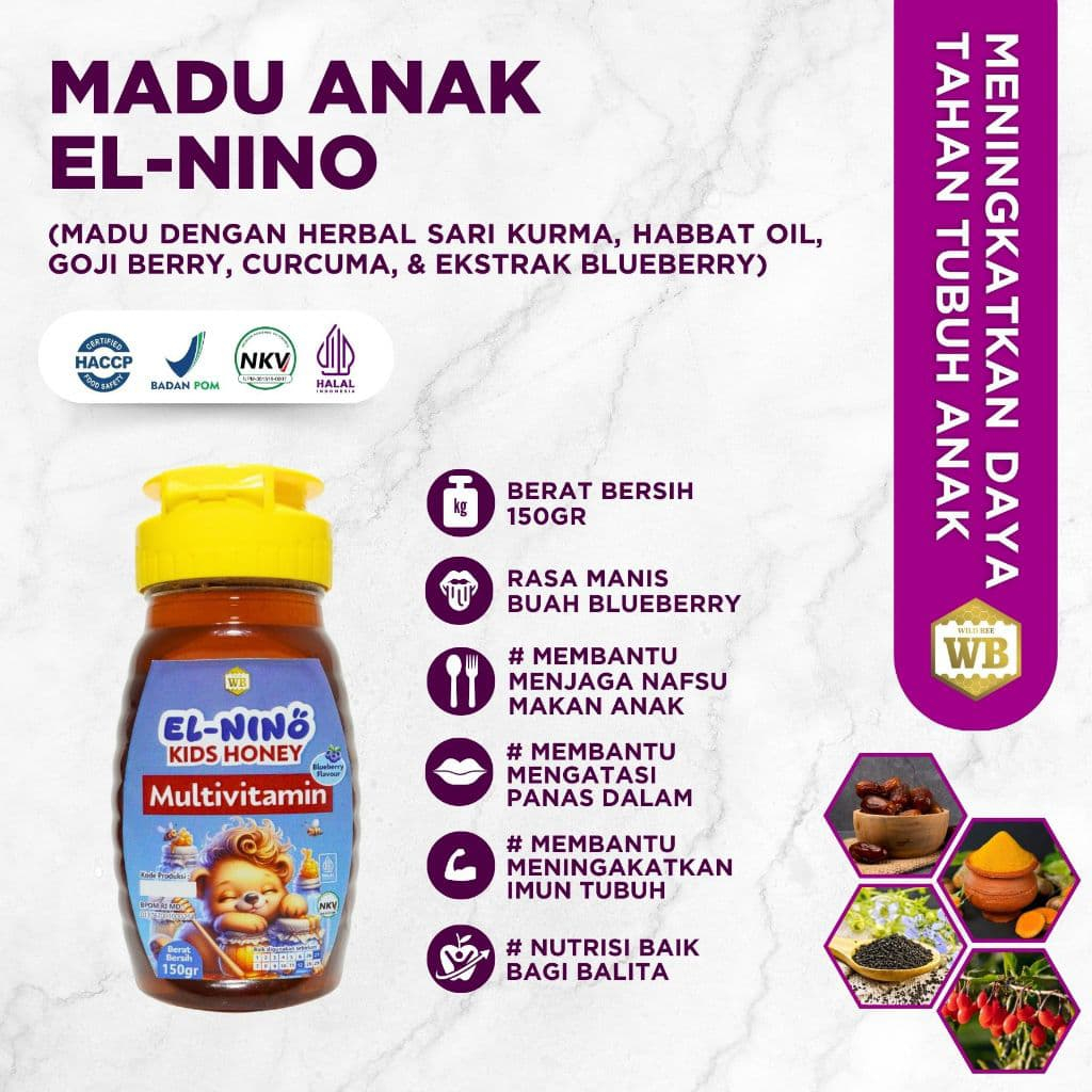 Jual Wild Bee Multivitamin Kids Ekstra Food Madu Anak 500g Free Sendok ...