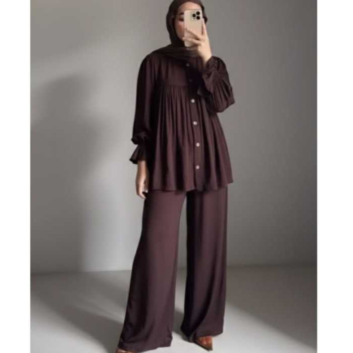 Jual Jena Set Rayon Twill Polos One Set Setelan Wanita Bahan Rayon ...
