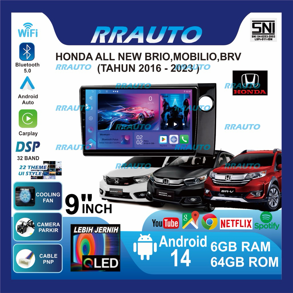 Jual HEadunit Brio BRV Mobilio 2016-2022 | 6+64gb RAM ROM,QLED,Android ...