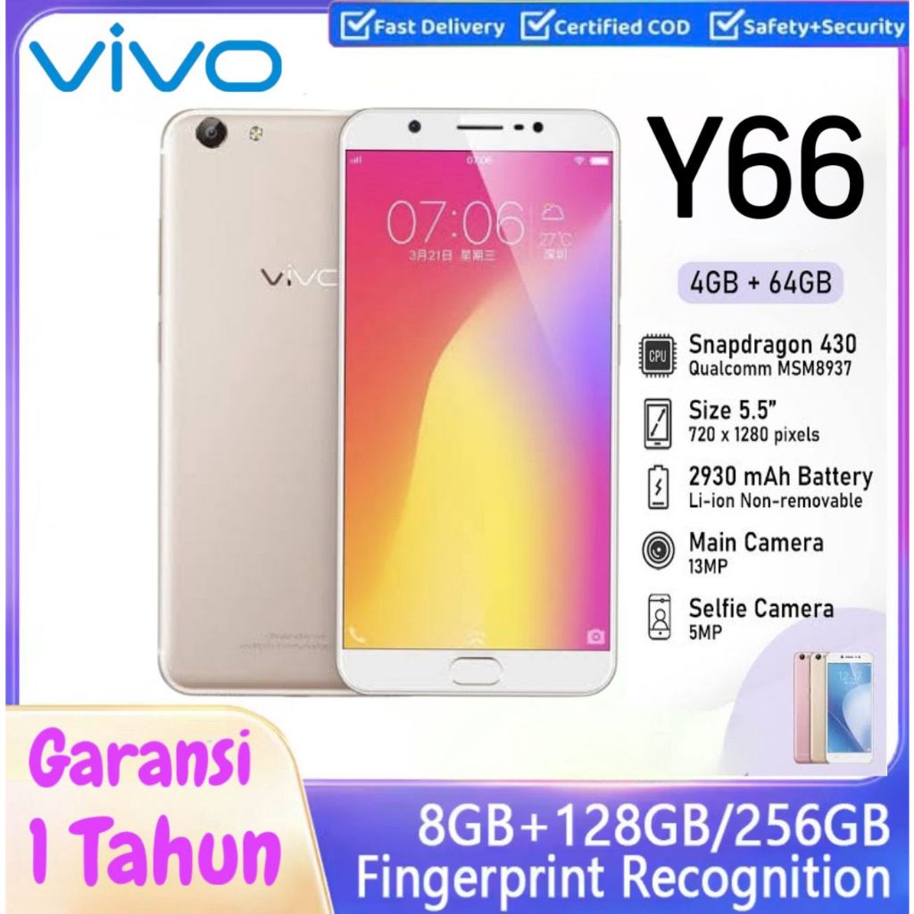 Jual Ck Vivo Y66 Ram 4 64gb 4g Lte Layar 5 5inch Gorilaglass