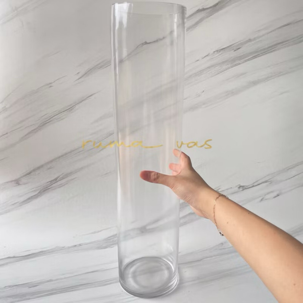 Jual [ EKSPEDISI ] Vas bunga kaca tinggi 60cm diameter 15cm 15x60 vas ...