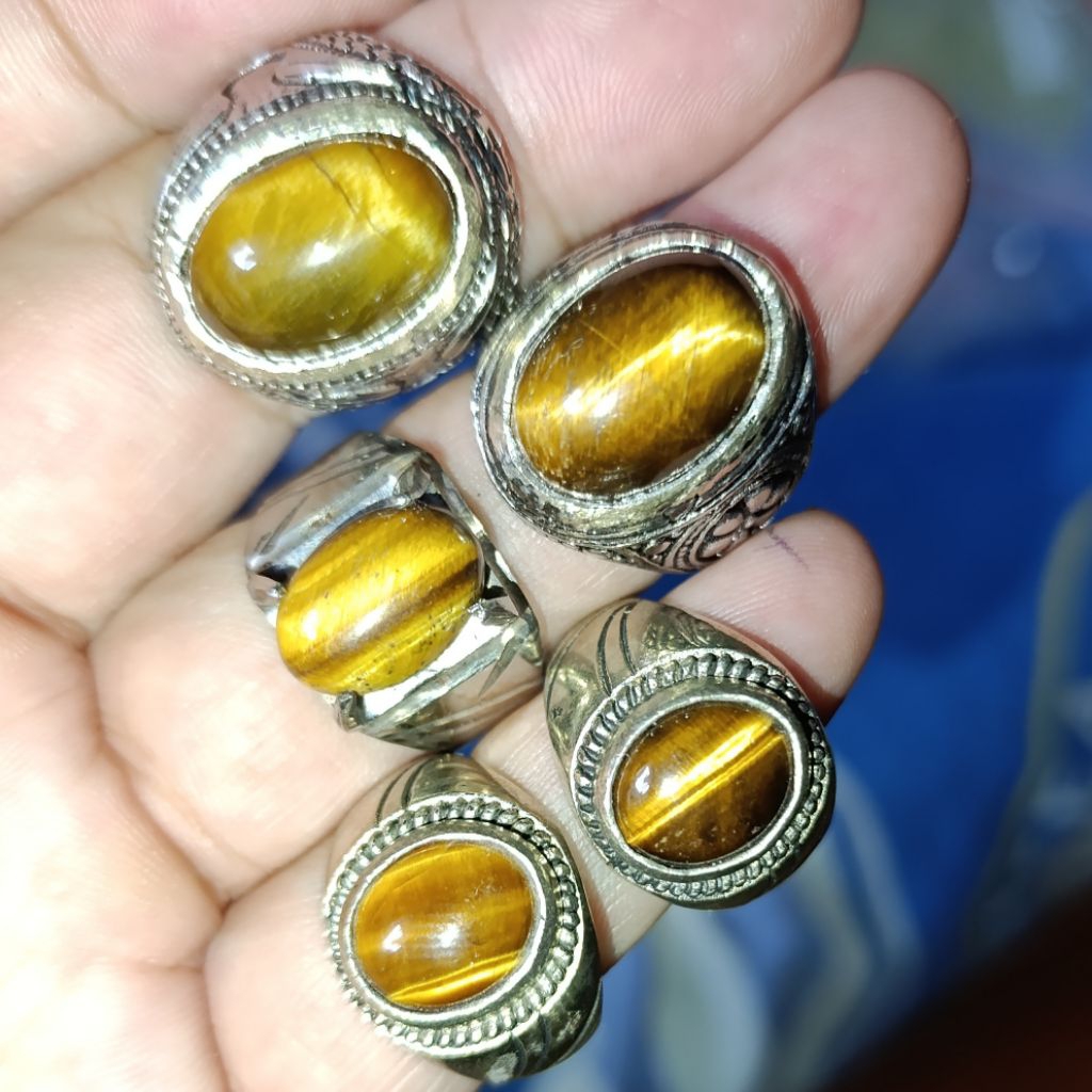 Jual CA 244 Cincin Akik Batu Biduri Sepah Atau Tiger Eye Asli Natural ...