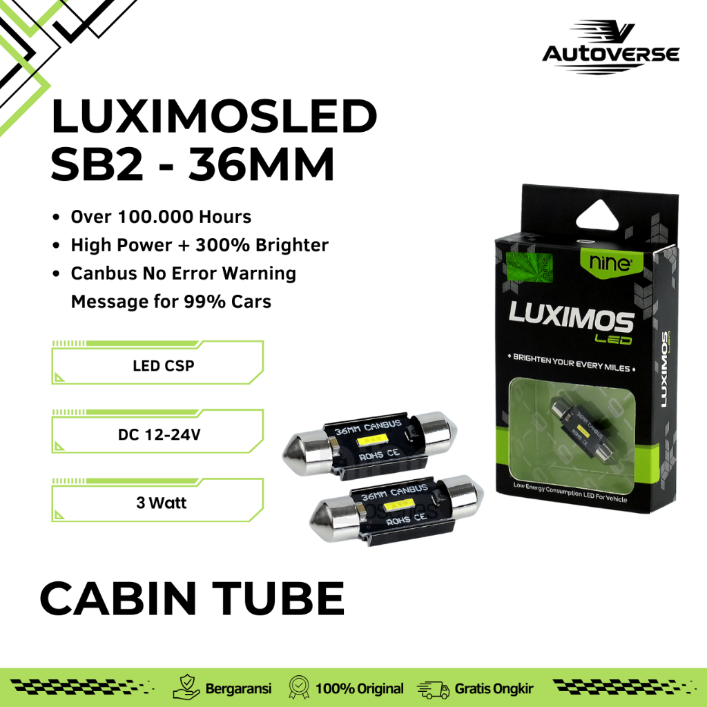 Jual Lampu Kabin Mobil LED Tube 36MM 3W Cabin Plasma Plafon Courtesy ...