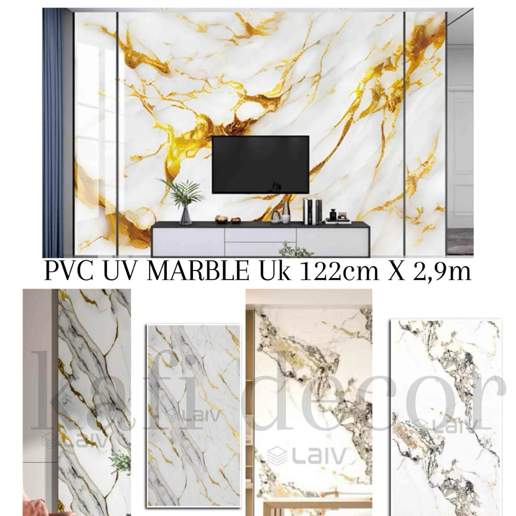 Jual LAIV UV MARBLE PVC Board Dinding Backdrop Ruang Tamu Motif Marmer ...