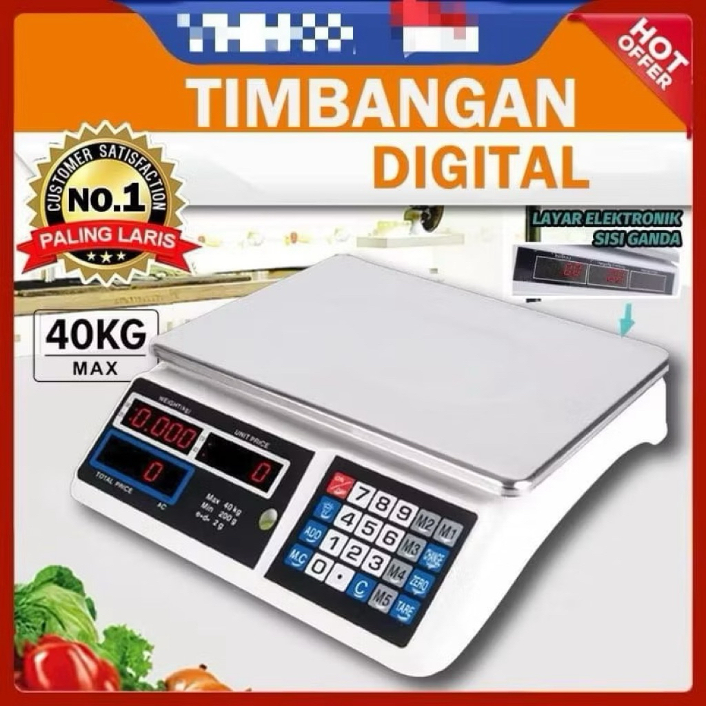 Jual QME Digital Computing Scale 40kg Double Display Timbangan Buah ...