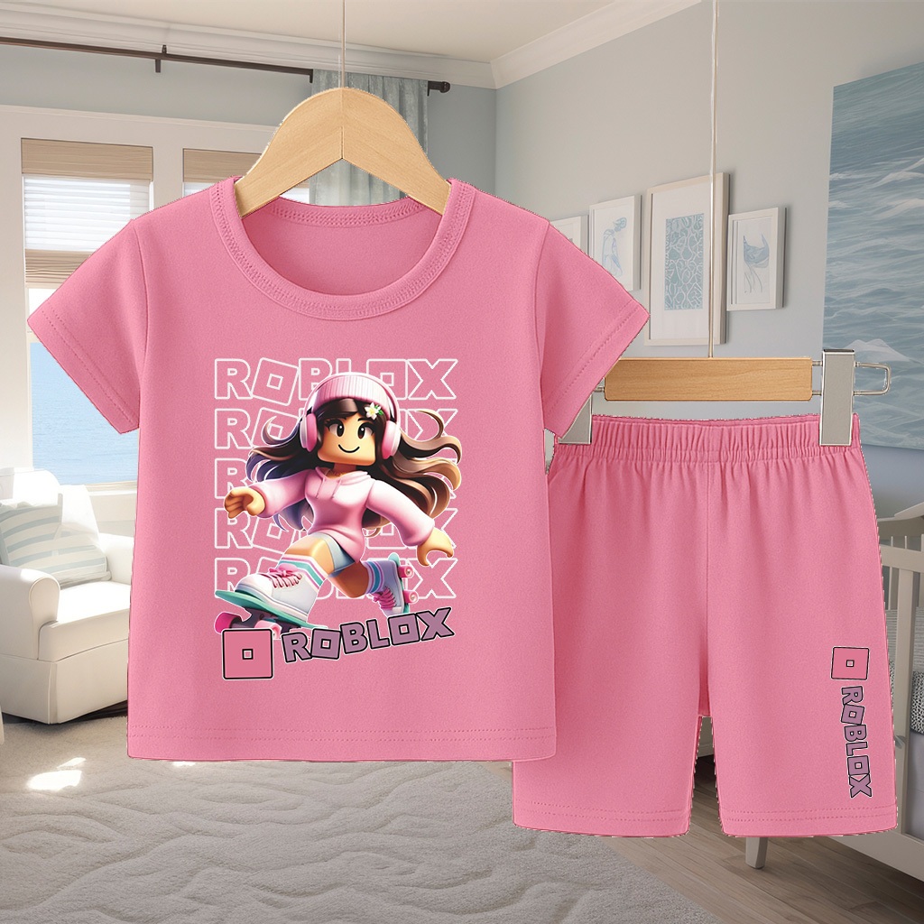 Jual Baju Anak Gambar Roblox Setelan Pendek Anak Perempuan Usia 1-10 ...