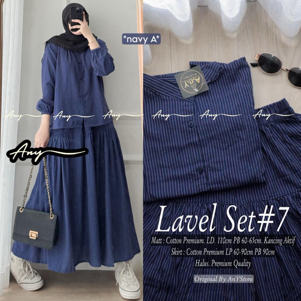 Jual SETELAN BLOUSE DAN ROK FULL MOTIF GARIS BY ANY SETELAN WANITA ...