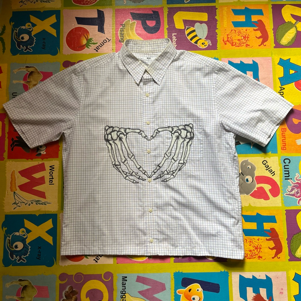 Jual Boxy shirt custom kemeja boxy uni (preloved) | Shopee Indonesia