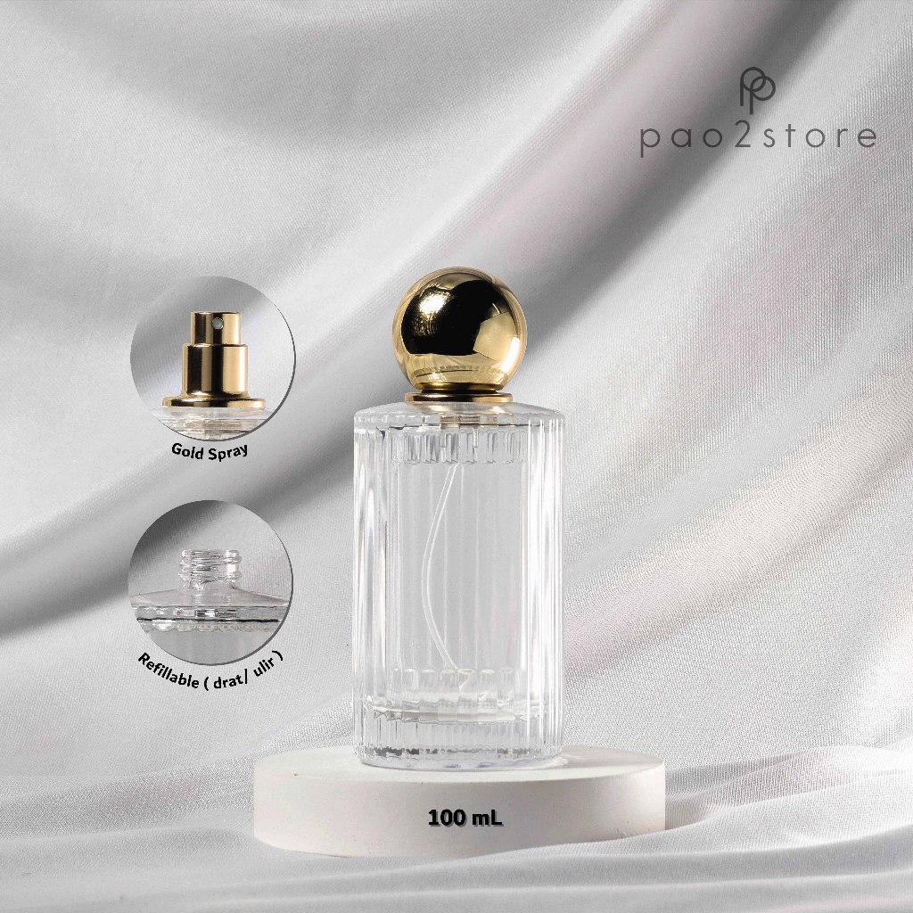 Jual [ECER] Botol Parfum 100ml Spray Kaca Tebal Salur / Garis Isi Ulang ...
