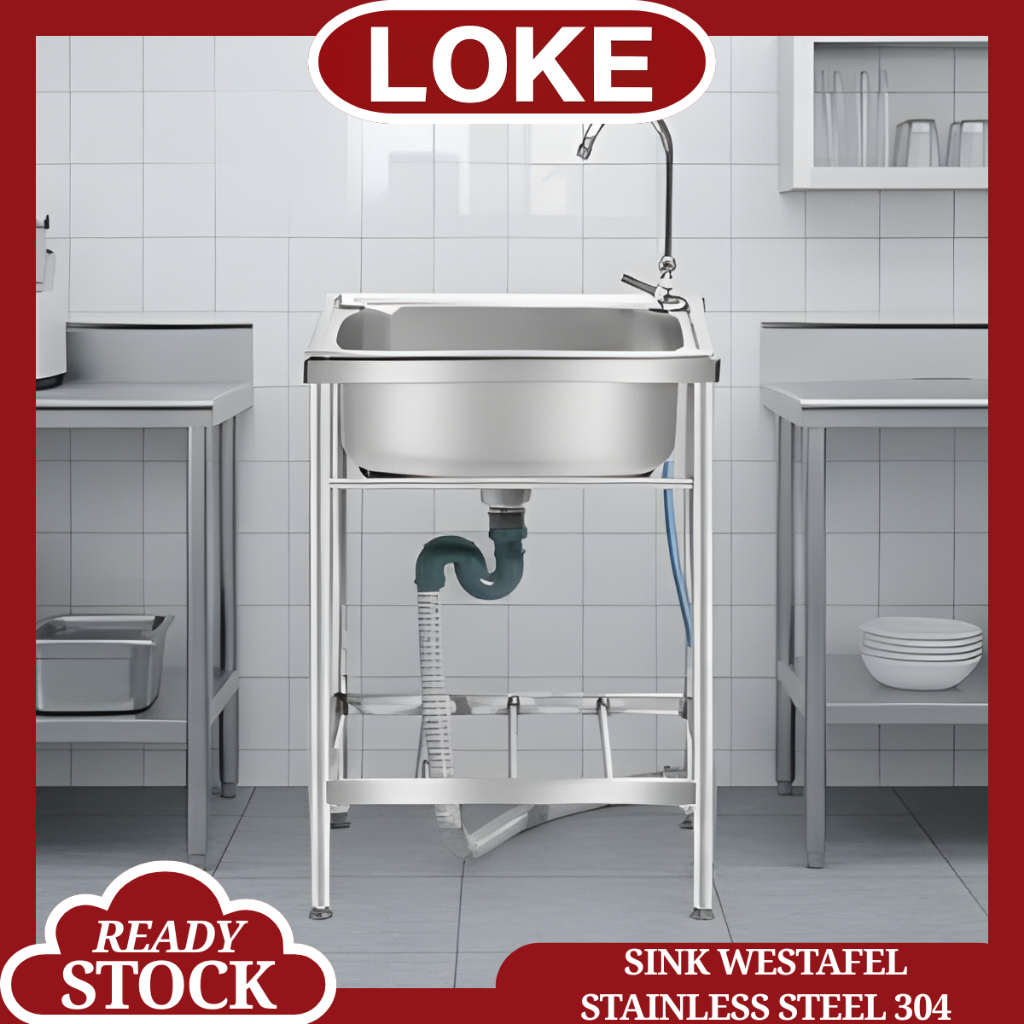 Jual LOKE Rangka Besi Meja Wastafel Portable Stainless Steel Kitchen ...