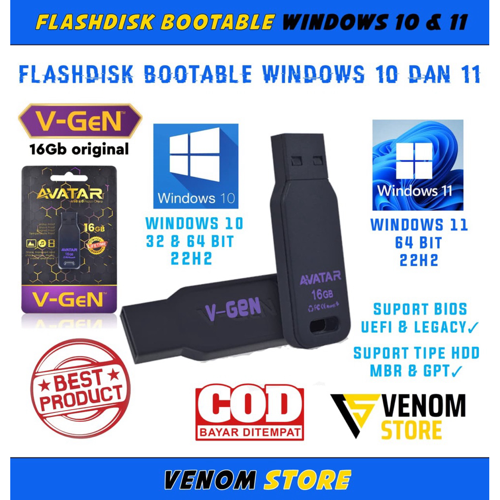 Jual Flashdisk bootable/installer Windows 10 + Windows 11 | Shopee ...