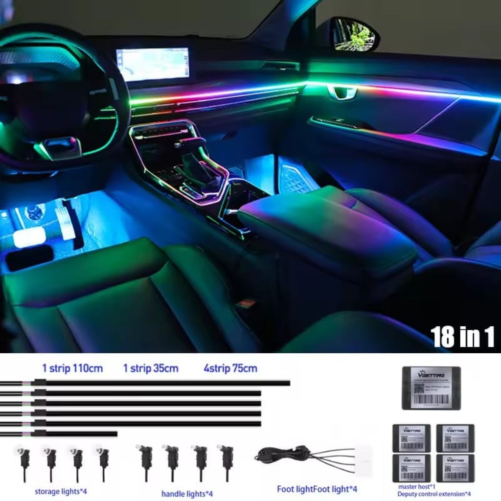 Jual Ambient Light Car RGB Interior Mobil Bluetooth APP 18 in 1 ...