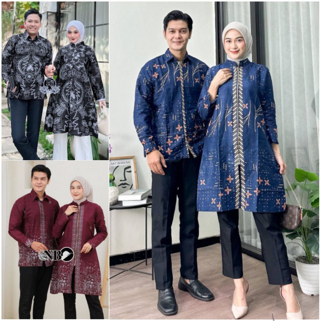 Jual Batik Tunik Couple Modern Set Pakaian Couple Kemeja Batik Pria ...