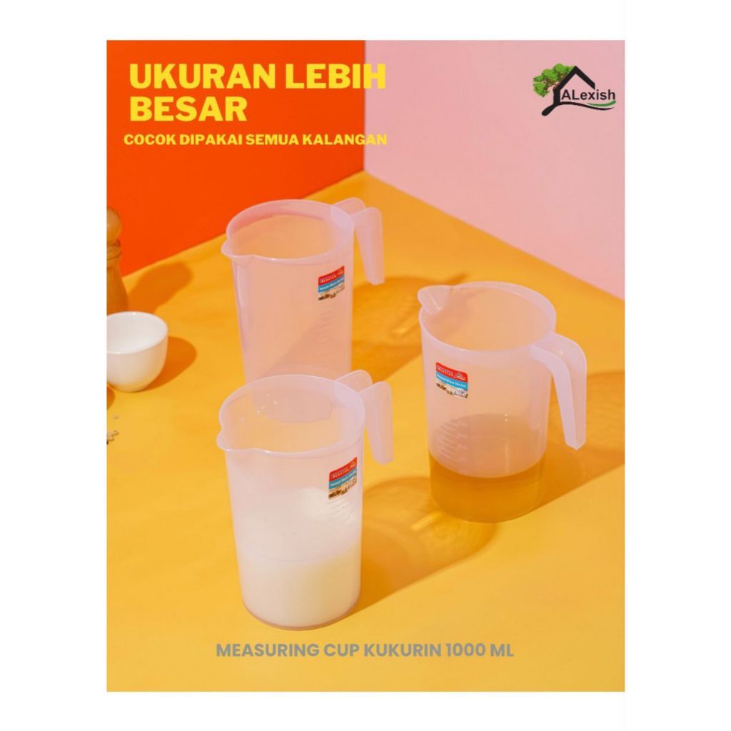 Jual GELAS TAKAR 1000ML/GELAS TAKAR KUKURIN ALEXIS 1000ML | Shopee ...