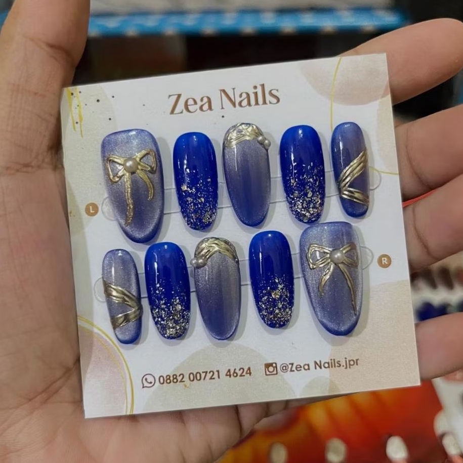 Jual Zea Nails Jpr - Press on nails biru dongker | Shopee Indonesia