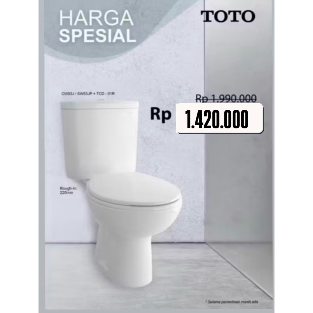 Jual Promo Closet Duduk Toto CW53/SW53 komplit baru ori jarak as 22cm ...