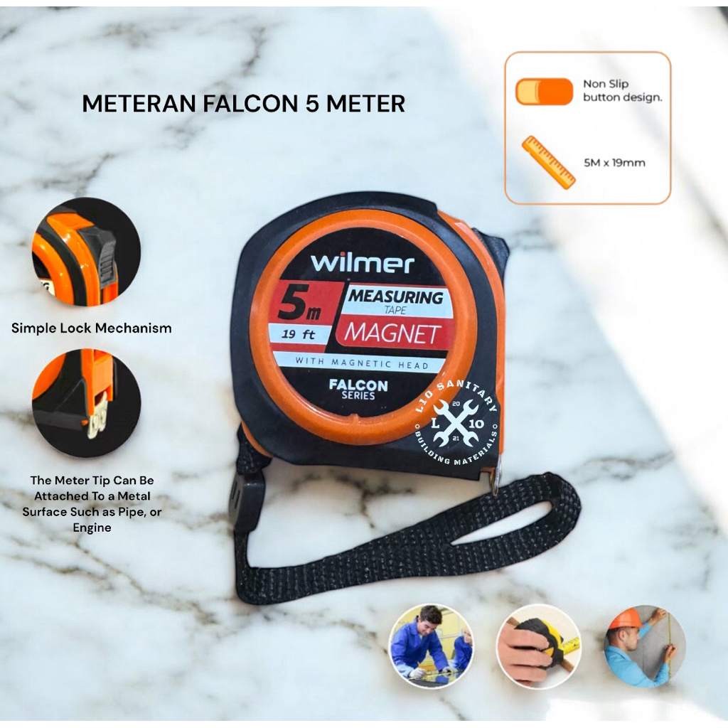 Jual Meteran Karet FALCON Wilmer 5m / Meteran Magnet 5 Meter FALCON ...