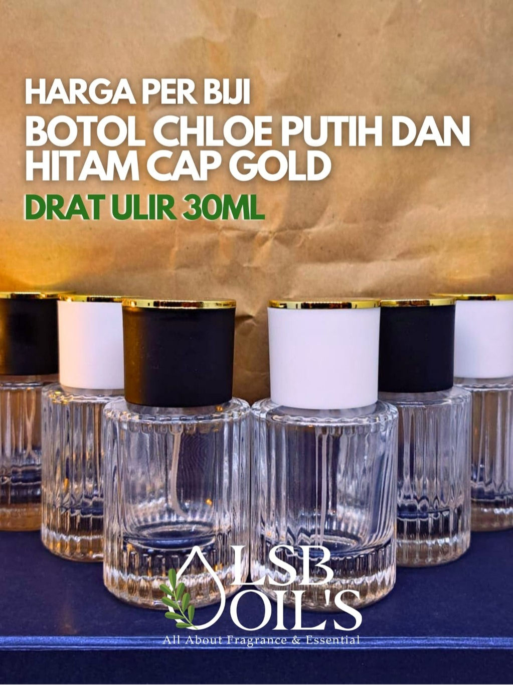 Jual BOTOL CHLOE CAP HITAM PUTIH 30ML ULIR/DRAT - BOTOL PARFUM CHLOE ...