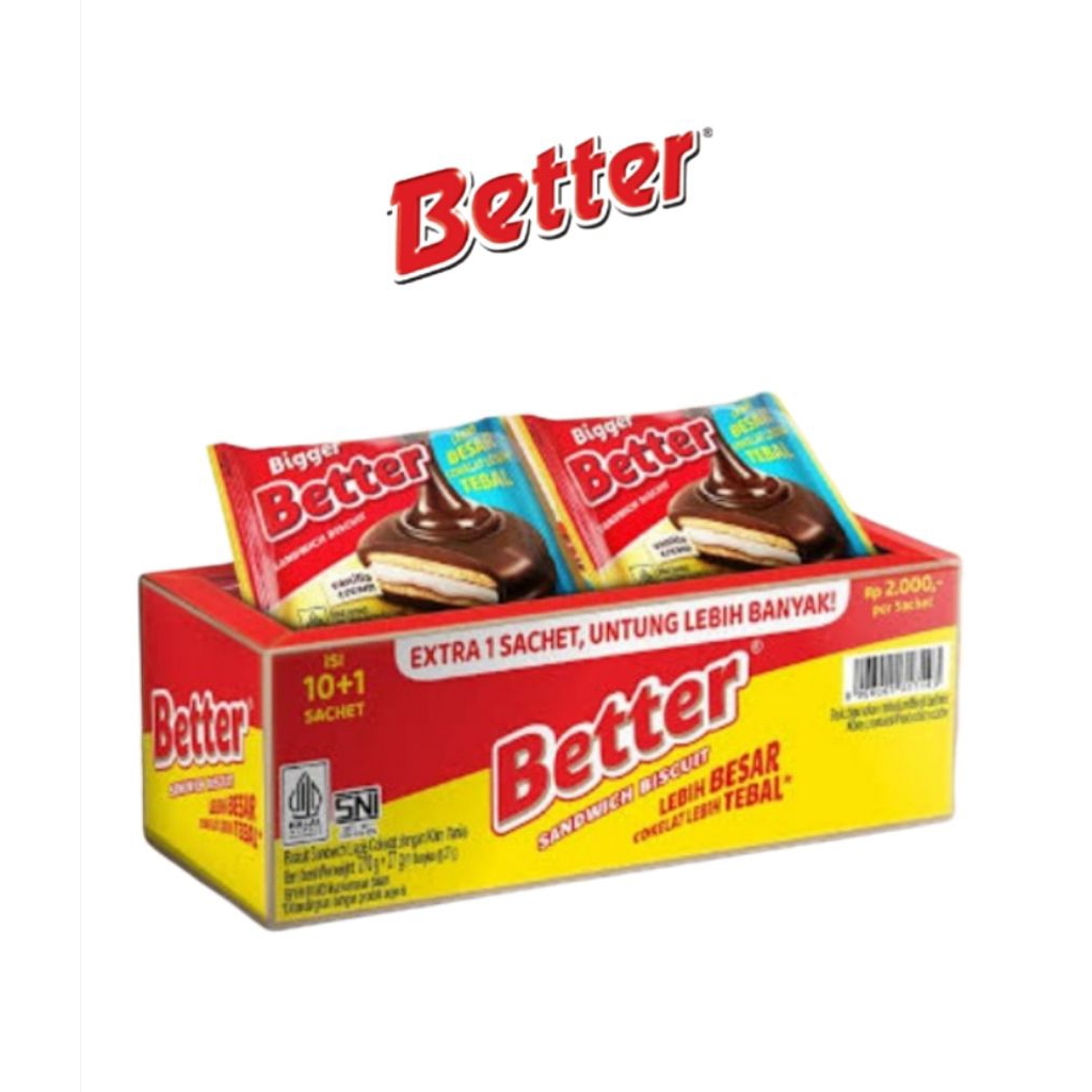 Jual Better Biskuit Sandwich Berlapis Cokelat 1box Isi 10 + 1 Biscuit ...