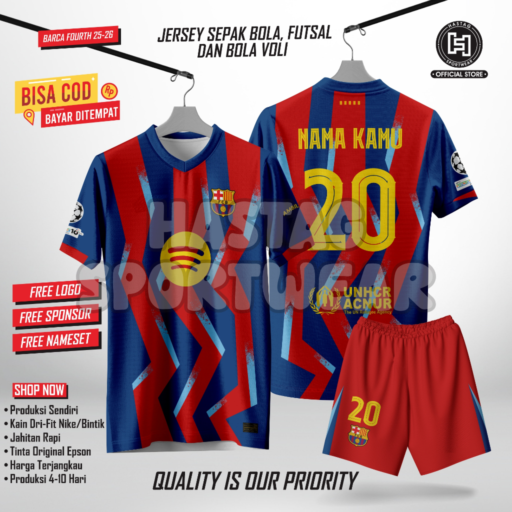 Jual JERSEY BAJU SUPPORTER BARCA DECUL 25 26 FOURTH FULL PRINTING BISA ...