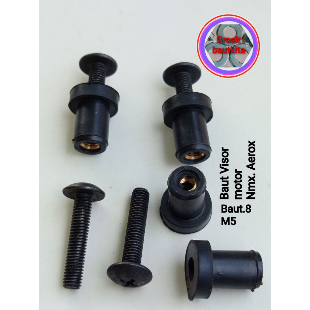 Jual BAUT 8.BAUT VISOR BAHAN BESI CARBON HITAM BAJA,.BAUT BODI + MUR ...