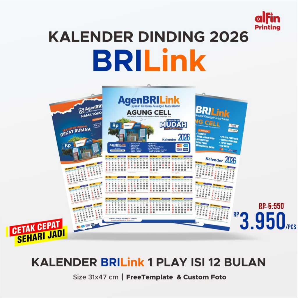 Jual KALENDER 2026 CUSTOM | KALENDER DINDING BriLink, AGEN BRI, MURAH ...
