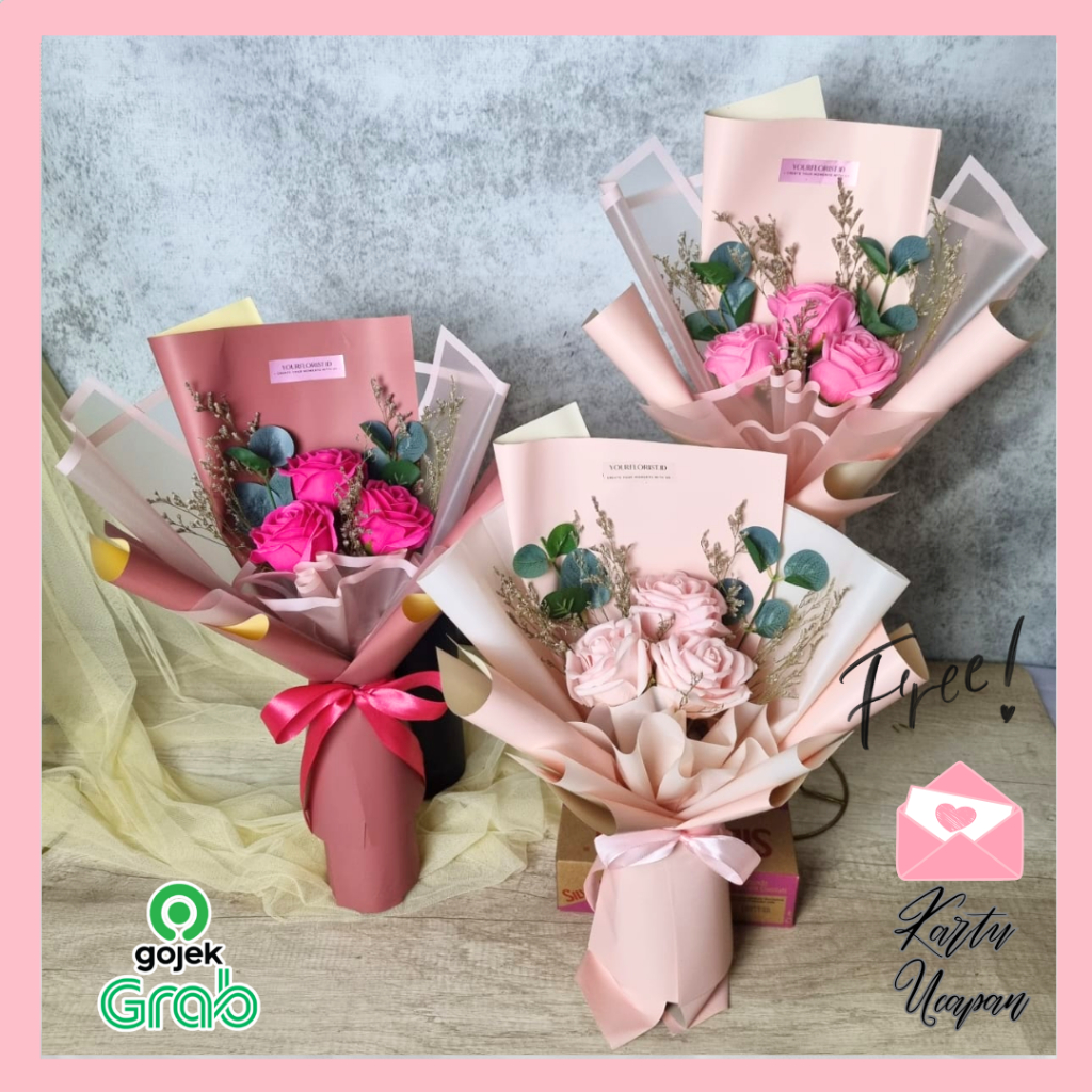 Jual ROSE SOAP BOUQUET 3 KUNTUM Buket Bunga Sabun Palsu Premium Hadiah ...