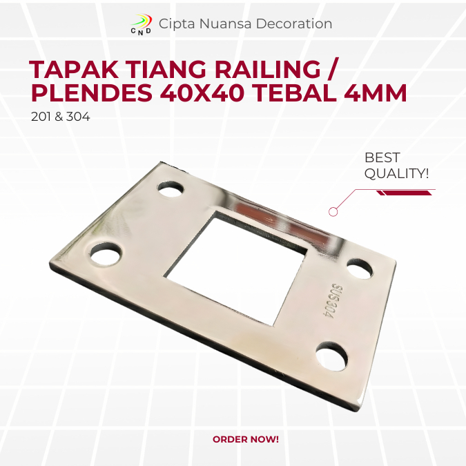 Jual Tapak Tiang Railing 40x40 Tebal 4mm Plendes Baseplate Stainless ...