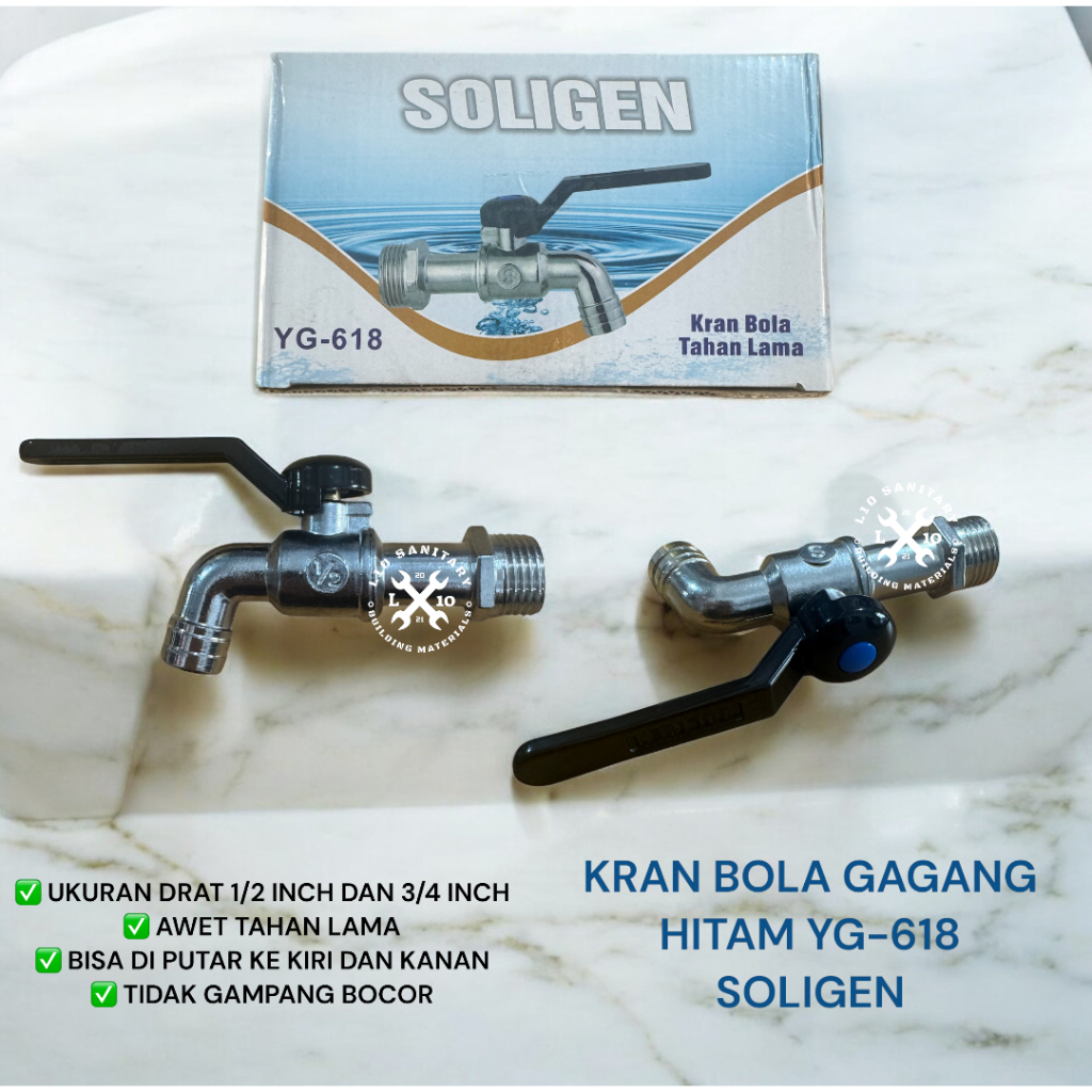 Jual Kran Bola Gagang Hitam Soligen YG-618 3/4” Inch | Shopee Indonesia