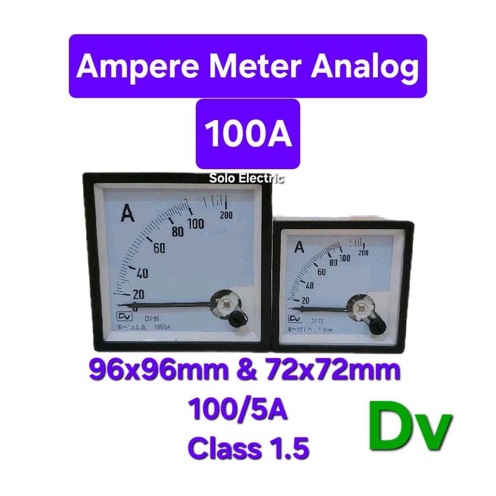 Jual Ampere Meter Analog 100A / Ampere meter 96x96mm / 72x72 | Shopee ...