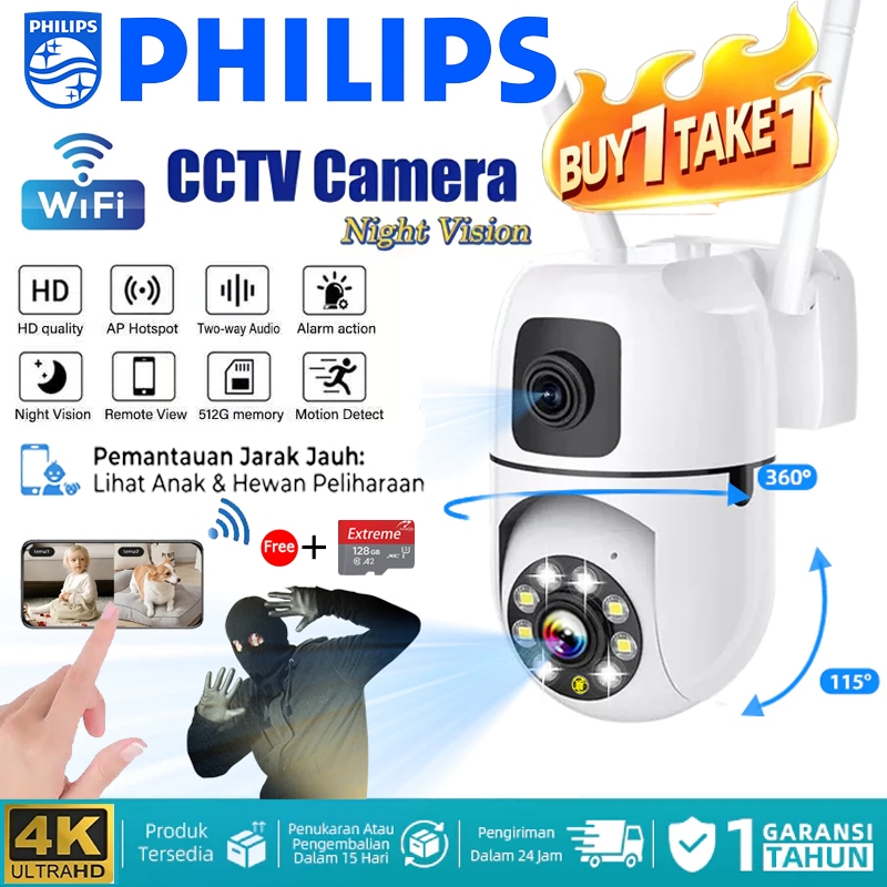 Jual PHILIPS CCTV Kamera [Beli 1 gratis 1] Pro Outdoor Dual Lens CCTV ...