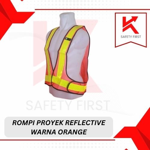 Jual ROMPI ORANGE Rompi Proyek Kerja Safety Reflektif Model V SAFE-T ...