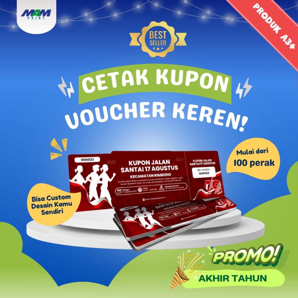 Jual Cetak Kupon Undian / Voucher Custom Bebas Design Uk 6x15cm ...