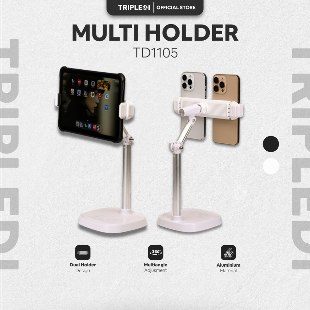Jual TRIPLEDI Stand Tablet Aluminium TD1105 Dual Phone Holder ...