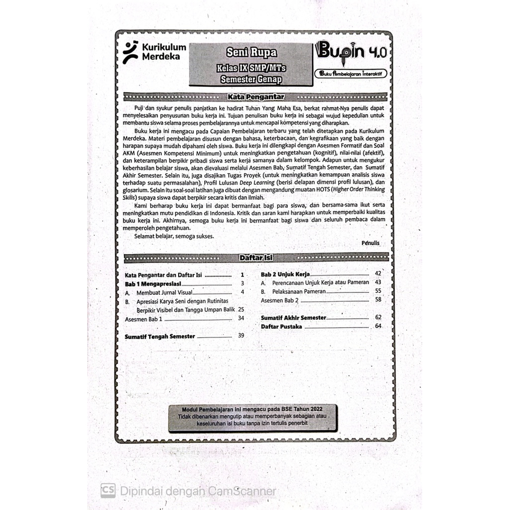 Jual BUKU LKS SMP/MTS SENI RUPA KELAS 7 8 9 KURIKUM MERDEKA SEMESTER 2 ...