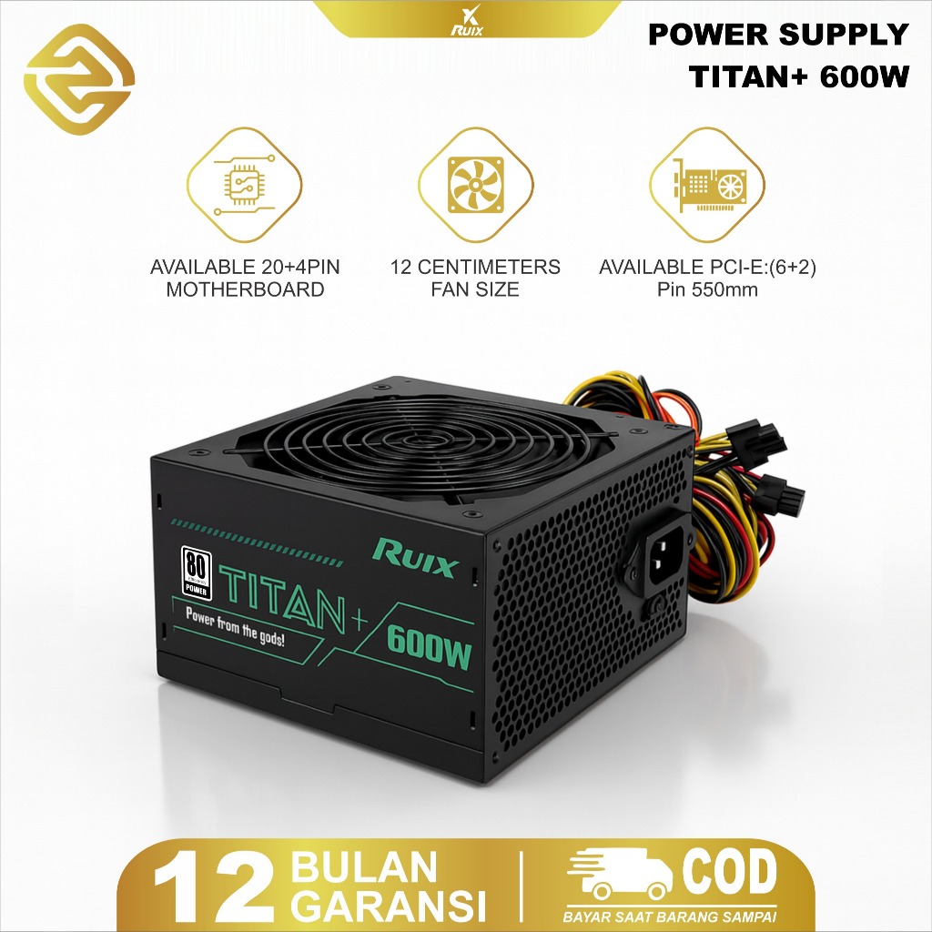 Jual Zph Power Supply Ruix Titan Series 450W/500W/600W/700W 80+ PSU ...