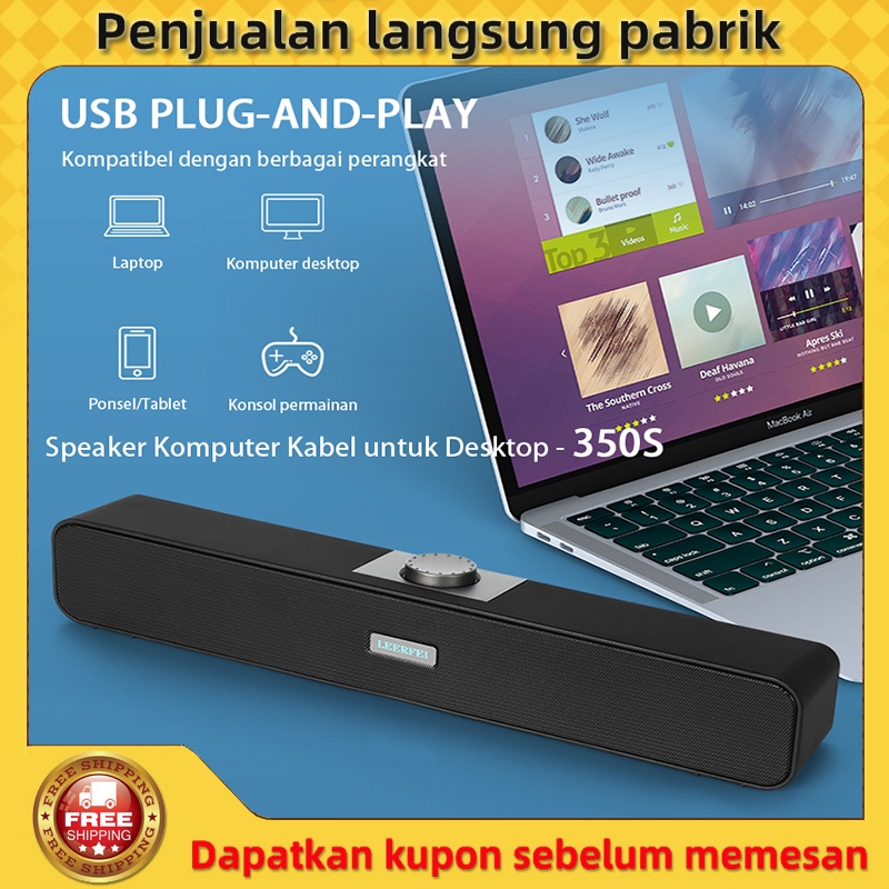 Jual Speaker Mini USB BT untuk Laptop & PC, Soundbar Portable dengan ...