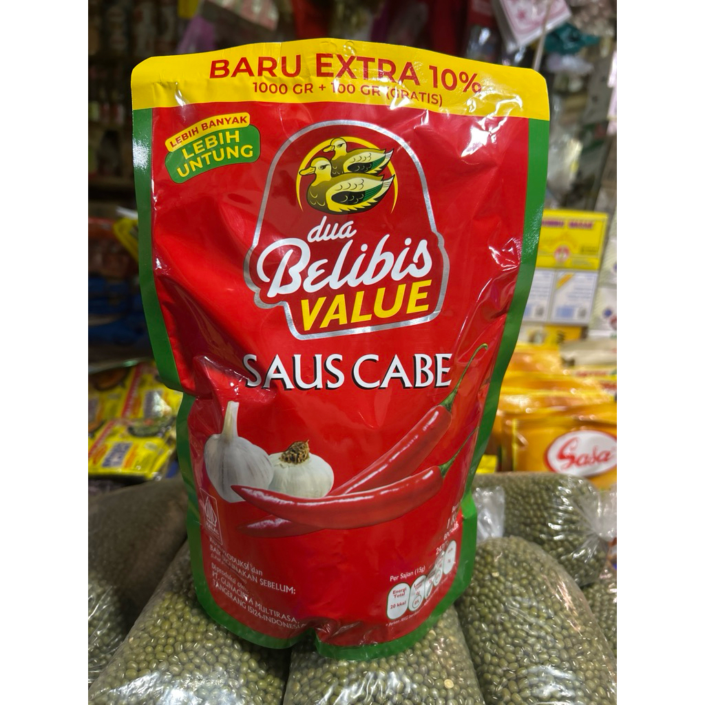 Jual Saos Saus Cabe Dua Belibis Value Kemasan 1 kg (1 Dus isi 10 ...