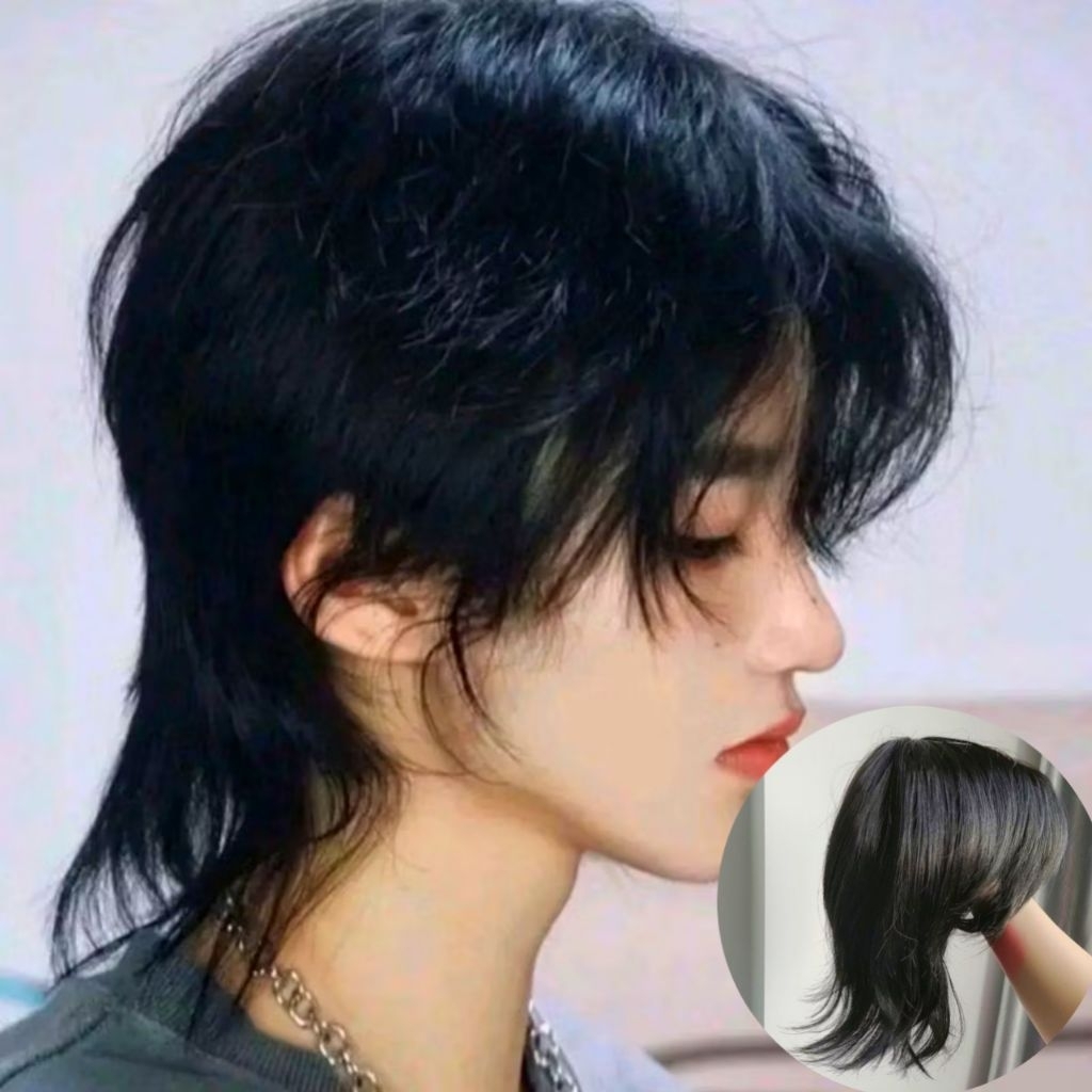 Jual Rambut Palsu Pria Korean Model Mullet Wig Pria Mullet Gondrong ...