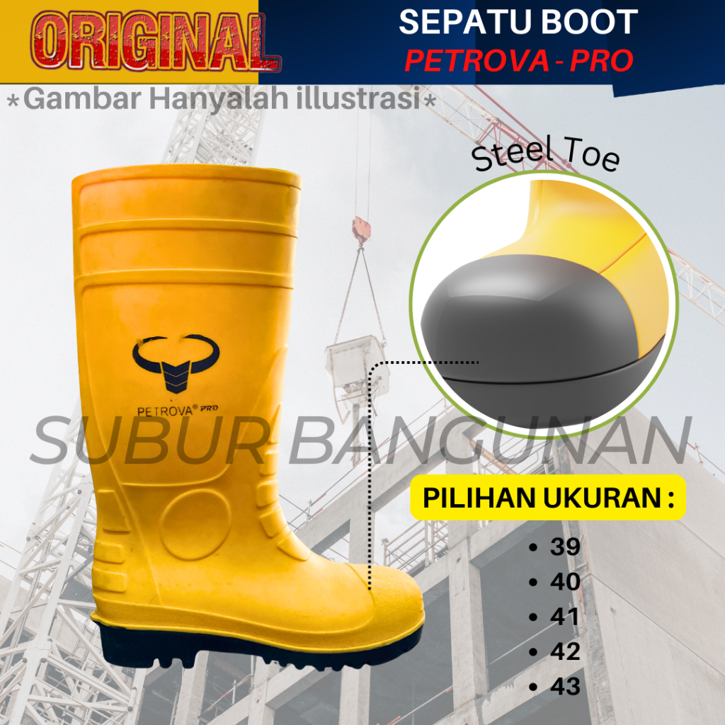 Jual Sepatu Boot Rubber Safety Petrova PRO / Strength Karet Ujung Besi ...