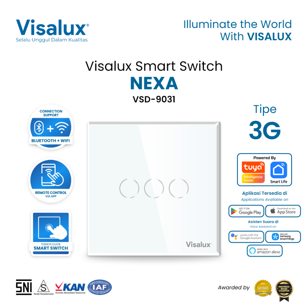 Jual Visalux Nexa Smart Switch 3G White Bluetooth + WiFi - Saklar ...