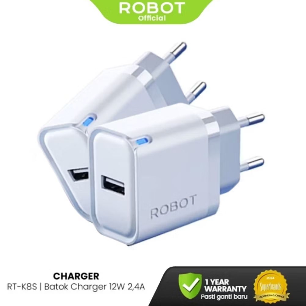 Jual Robot RT-K8S 12W 5V/2.4A Batok Charger Adaptor LED Original ...