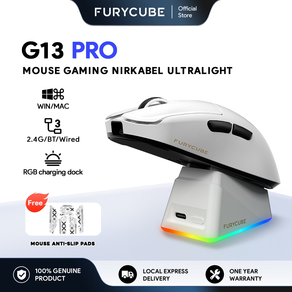 Jual FURYCUBE Wireless Mouse G13 Pro Sensor 3311 For Medium Large Hands ...